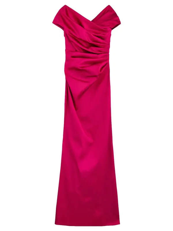 Talbot Runhof Gathered Off-the-shoulder Gown - Pink