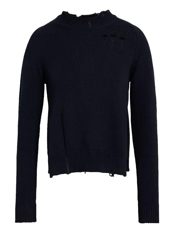 MAISON MARGIELA Distressed Cotton Sweater - Navy