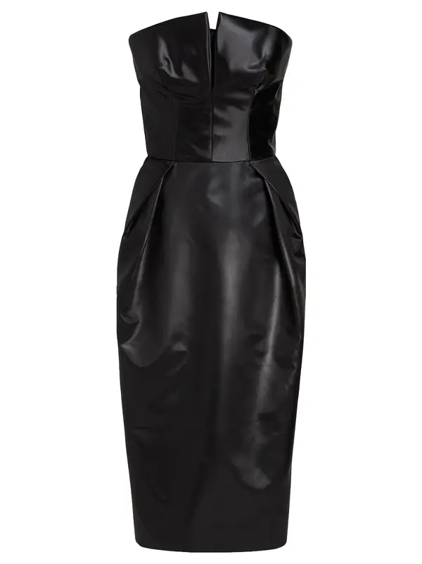 MAISON MARGIELA Strapless Pleated Duchess-satin Midi Dress - Black