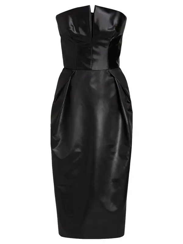 MAISON MARGIELA Strapless Pleated Duchess-satin Midi Dress - Black