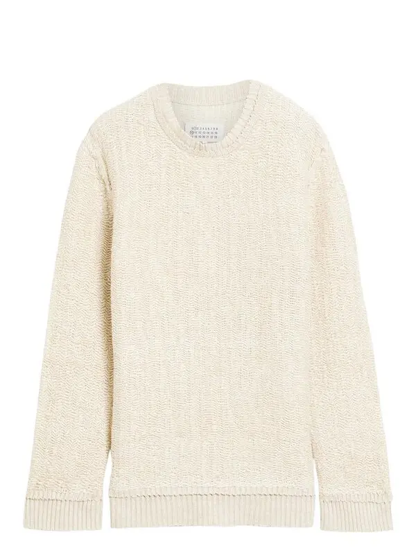 MAISON MARGIELA Distressed Hemp And Cotton-blend Sweater - Ecru