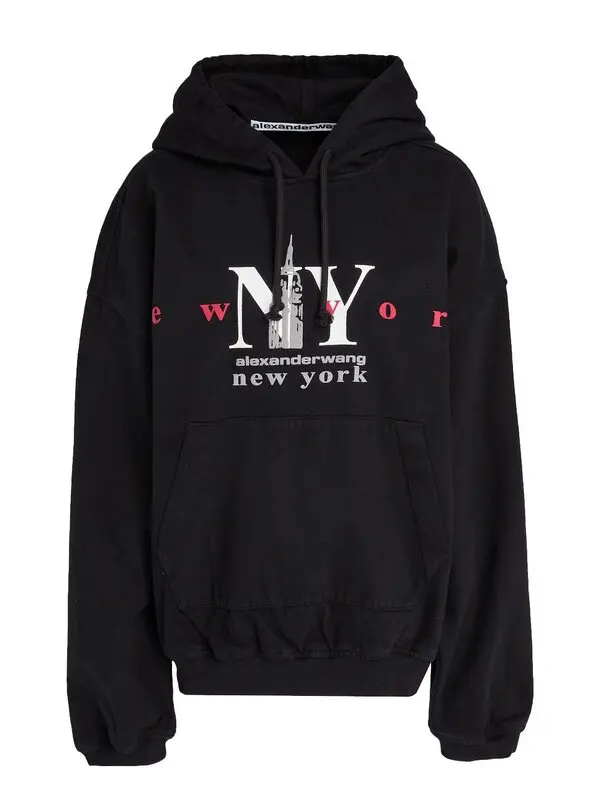 Alexander Wang Printed Cotton-lyocell Blend Hoodie - Black