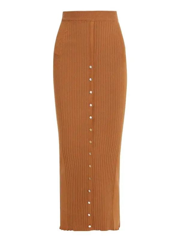 Rabanne Ribbed Cotton-blend Maxi Skirt - Tan