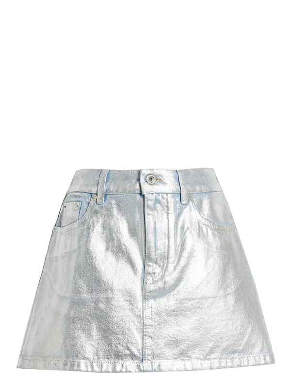 Rabanne Coated Metallic Denim Mini Skirt - Silver