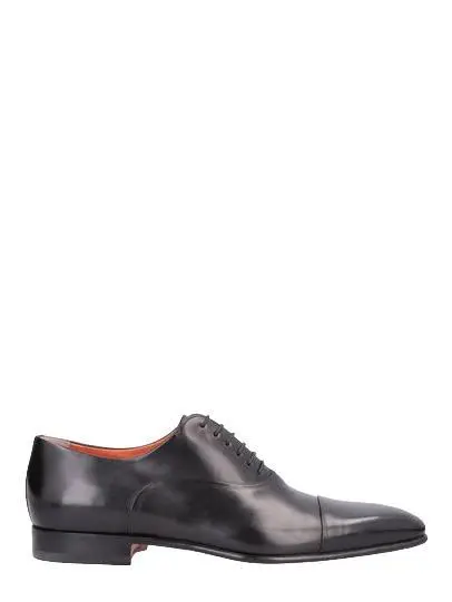 Santoni Lace-up Soft Leather Shoes - Black