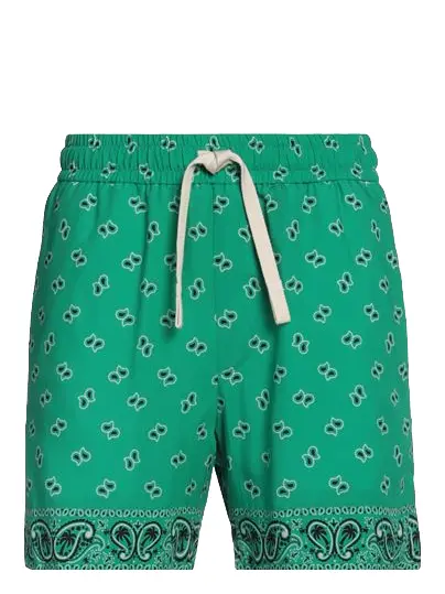 Palm Angels Twill Paisley Print Casual Shorts - Green
