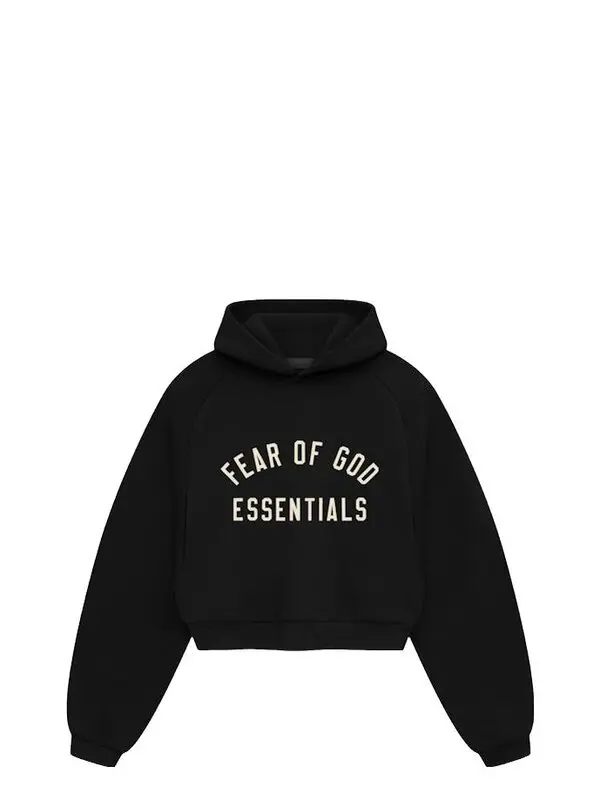 Fear Of God Essentials Fleece Cropped Hoodie - Black