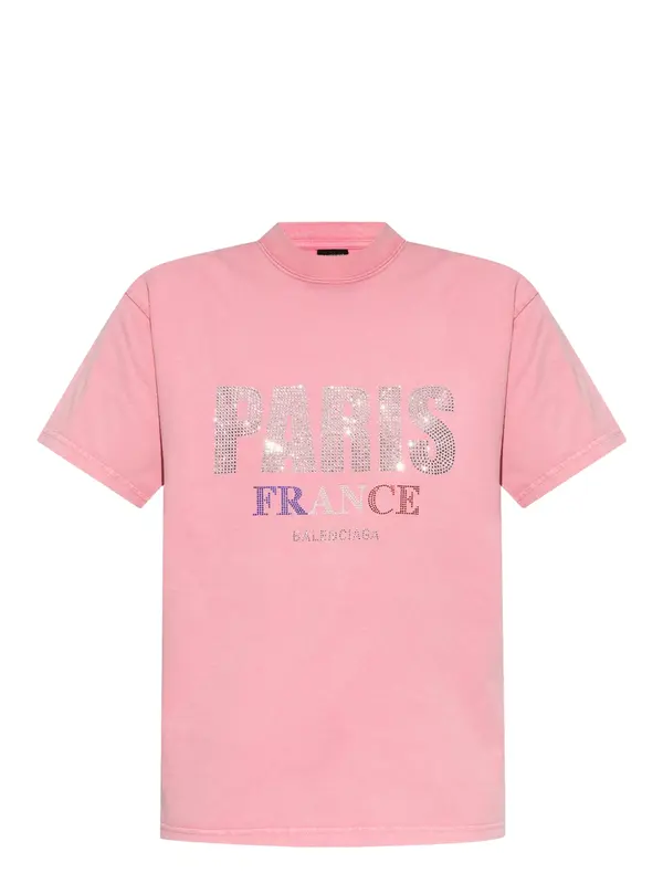 Balenciaga Logo-studded T-shirt - Pink