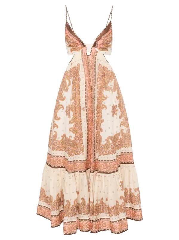 Zimmermann Maxine Plunge Maxi Dress - Neutrals