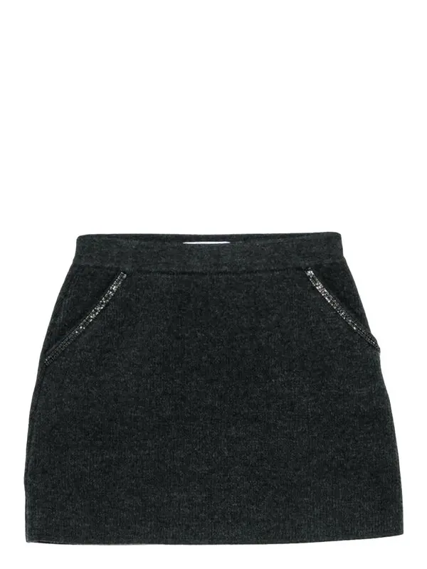 SELF-PORTRAIT Knitted Mini Skirt - Grey