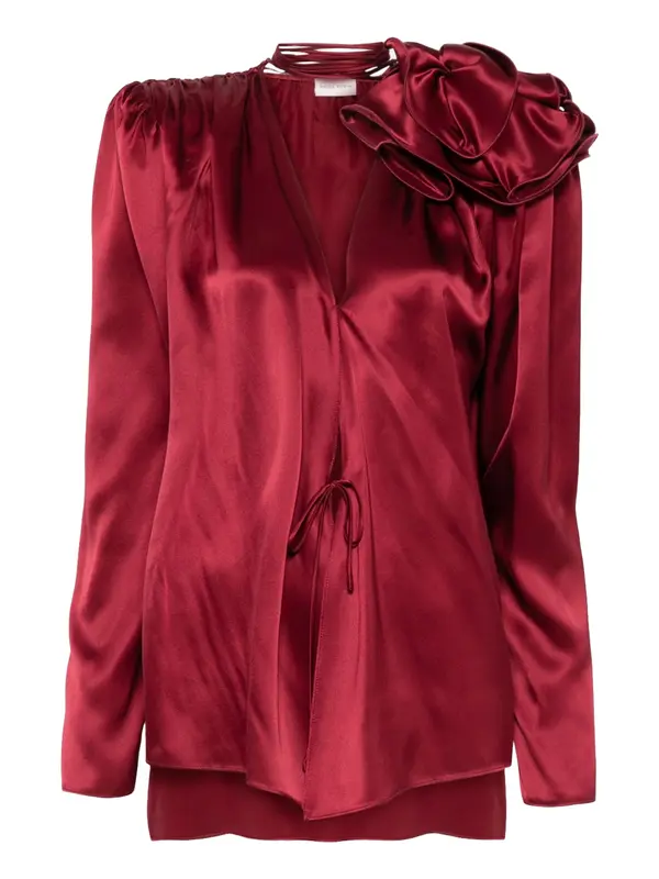 Magda Butrym Silk Flower Blouse - Red