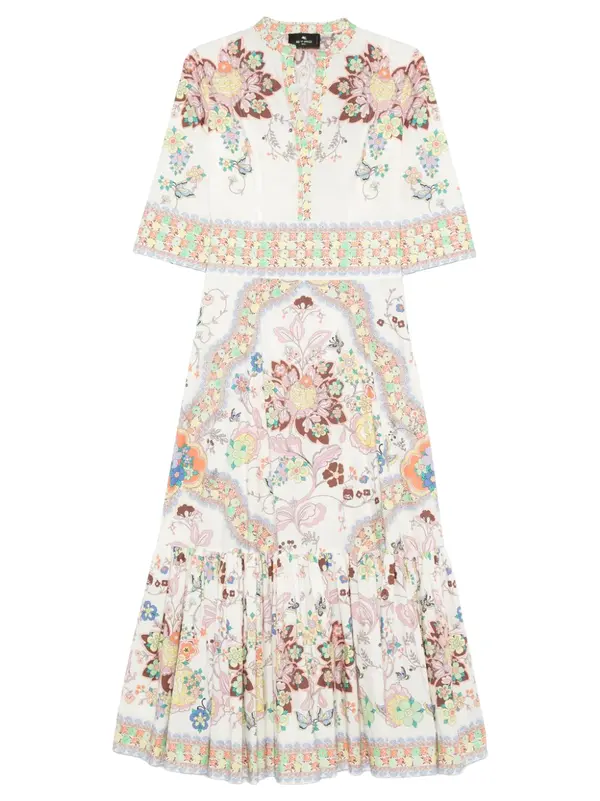 Etro Floral-print Maxi Dress - White