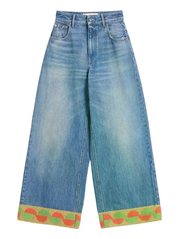 Valentino Garavani Jacquard-trim Jeans - Blue