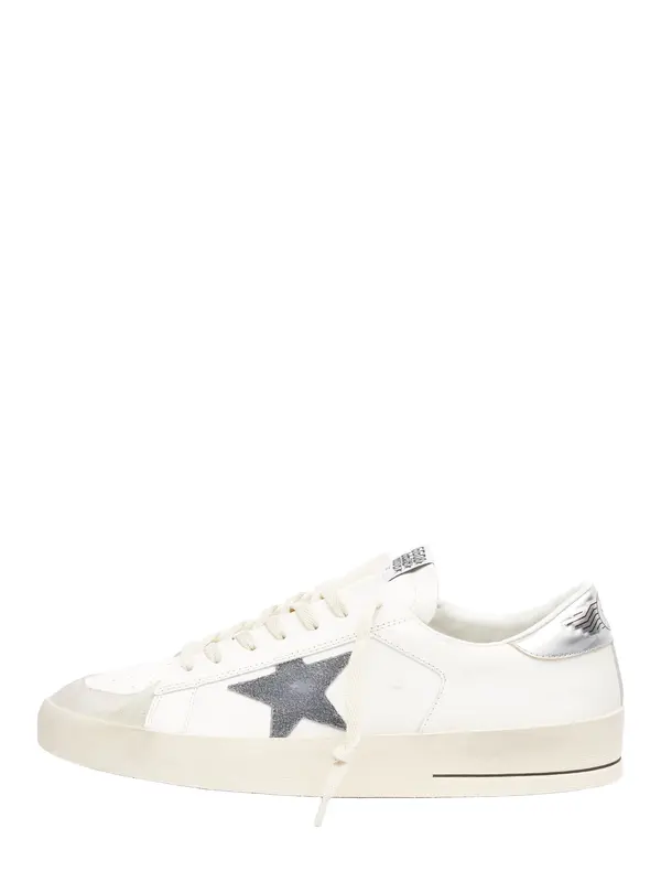 Golden Goose Stardan Leather And Suede Sneakers - White/grey/silver
