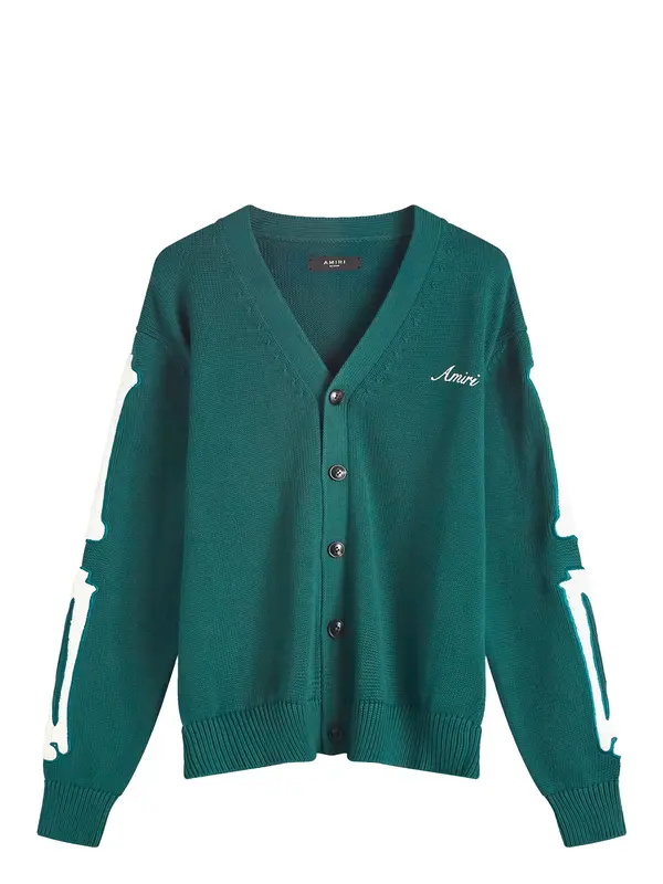 Amiri Bones Cardigan - Evergreen
