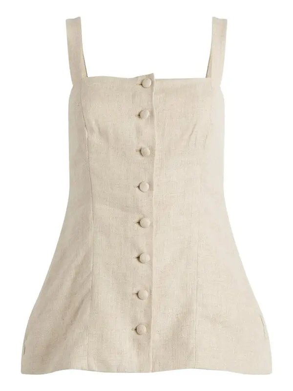 Faithfull The Brand Corbiere Linen Vest - Oatmeal