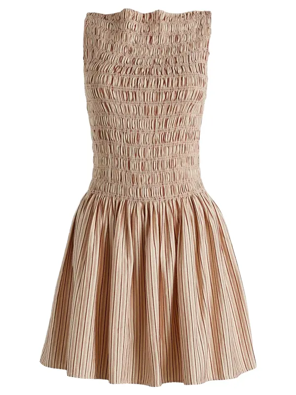 Faithfull The Brand Noa Mini Stripe Dress - Pinstripe Garnet/blush