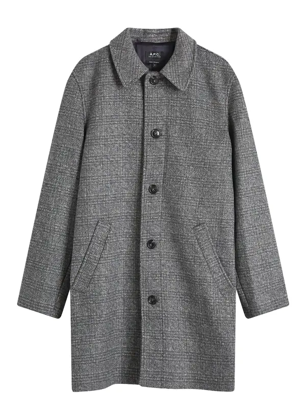 A.p.c. Pete Check Wool Mac - Anthracite