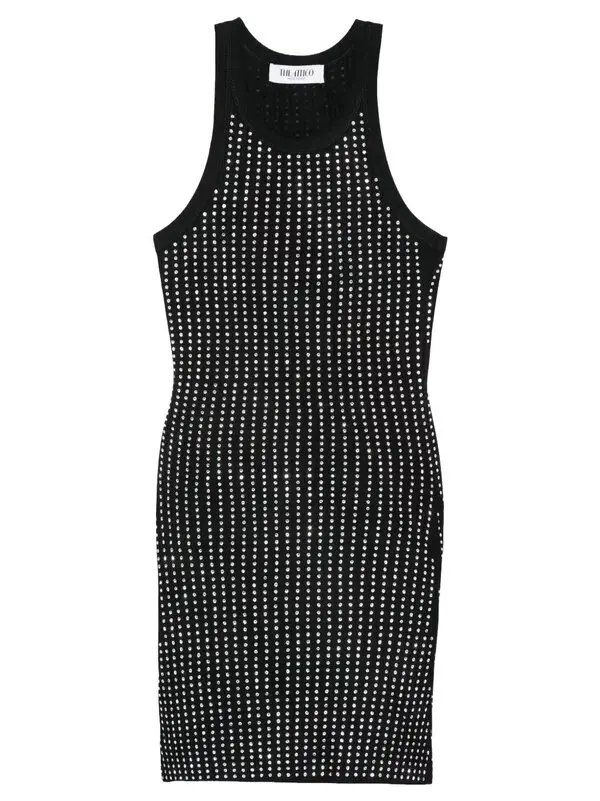 Attico Rhinestone Mini Dress - Black