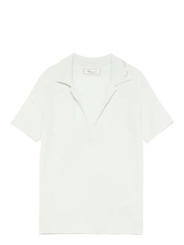 Blumarine Logo Appliqué Polo Top - Green