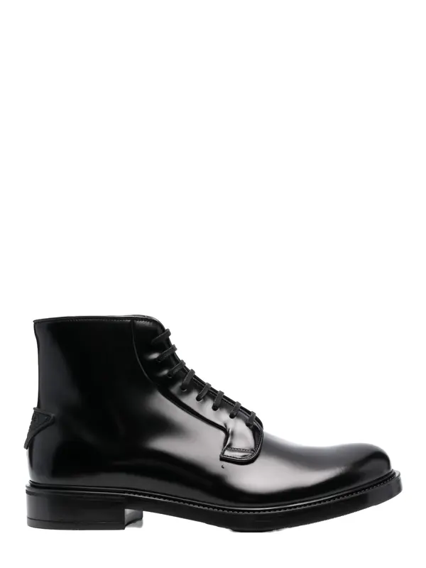 Prada Leather Ankle Boots - Black