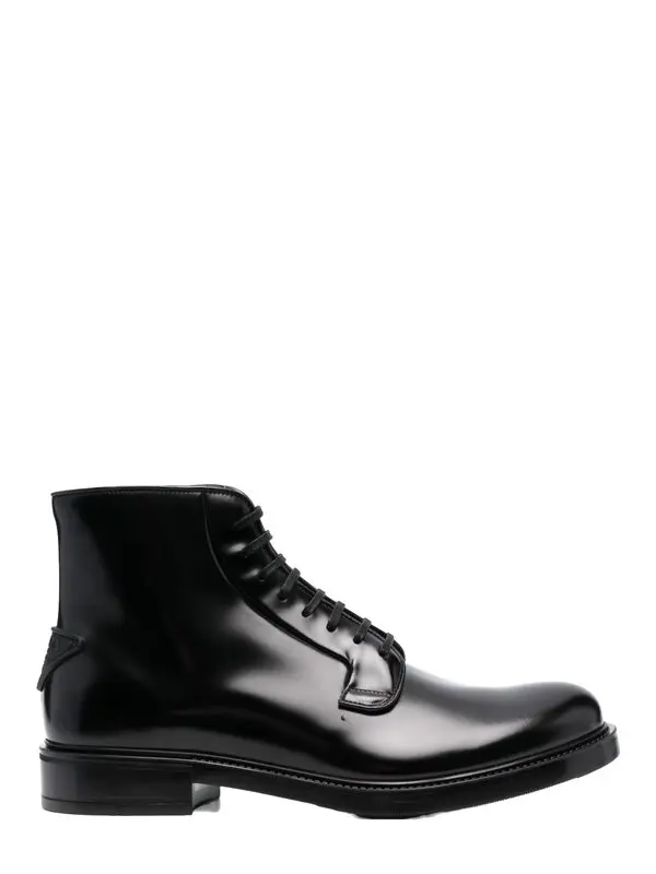Prada Leather Ankle Boots - Black