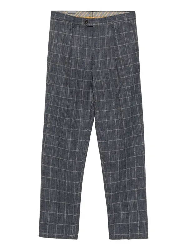 Etro Windowpane Patterned Trousers - Blue