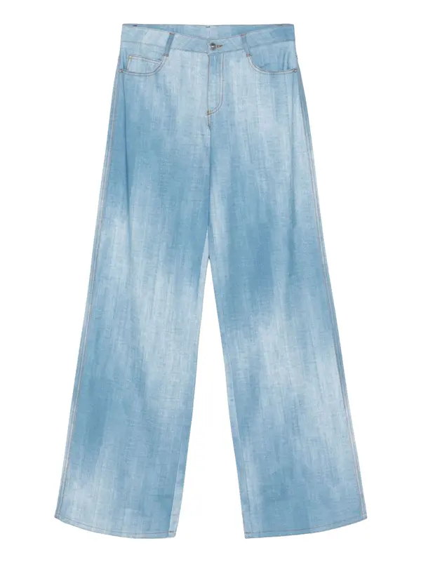 Ermanno Scervino Denim-print Trousers - Blue