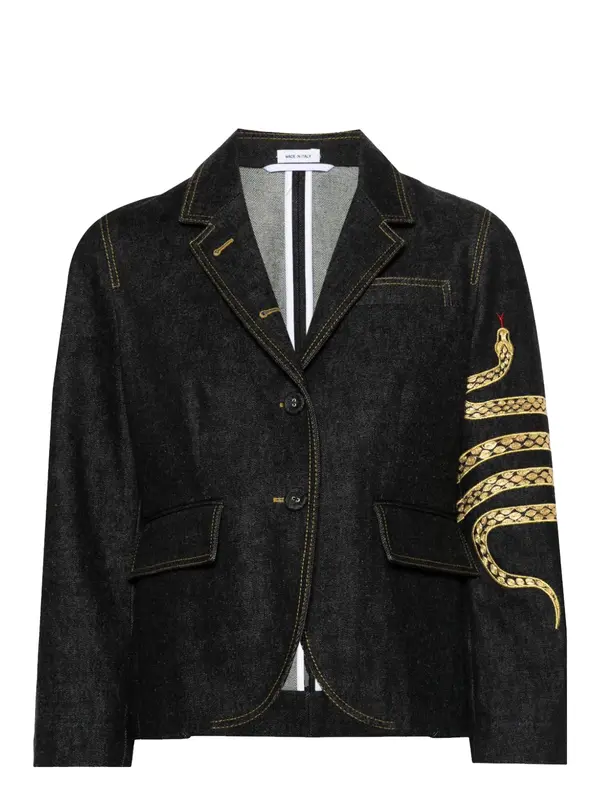 Thom Browne Snake-motif Denim Blazer - Blue