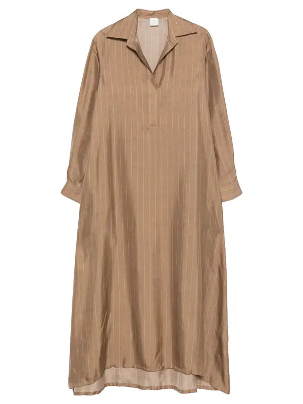 Eleventy Pinstriped Maxi Dress - Brown