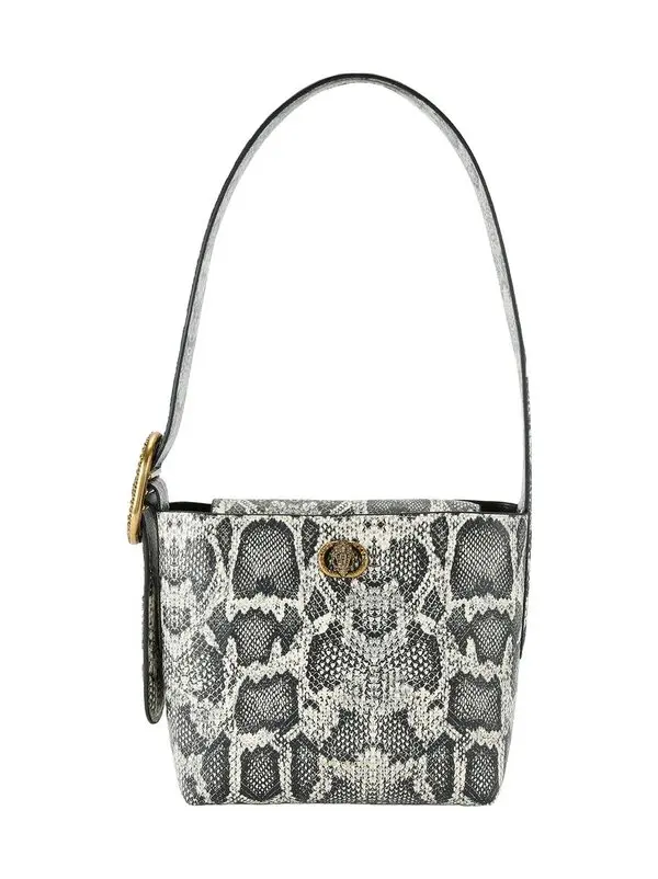 Kurt Geiger Small Chelsea Snake Embossed Bucket Bag - Open White