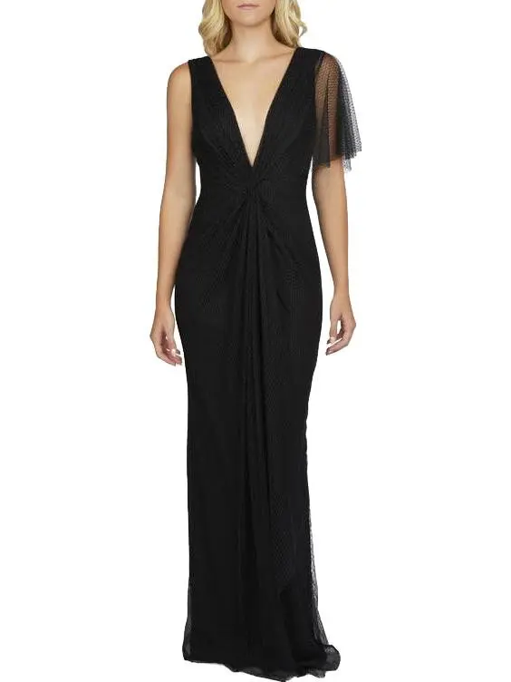 Katie May Olivia Mesh Overlay Gown - Black