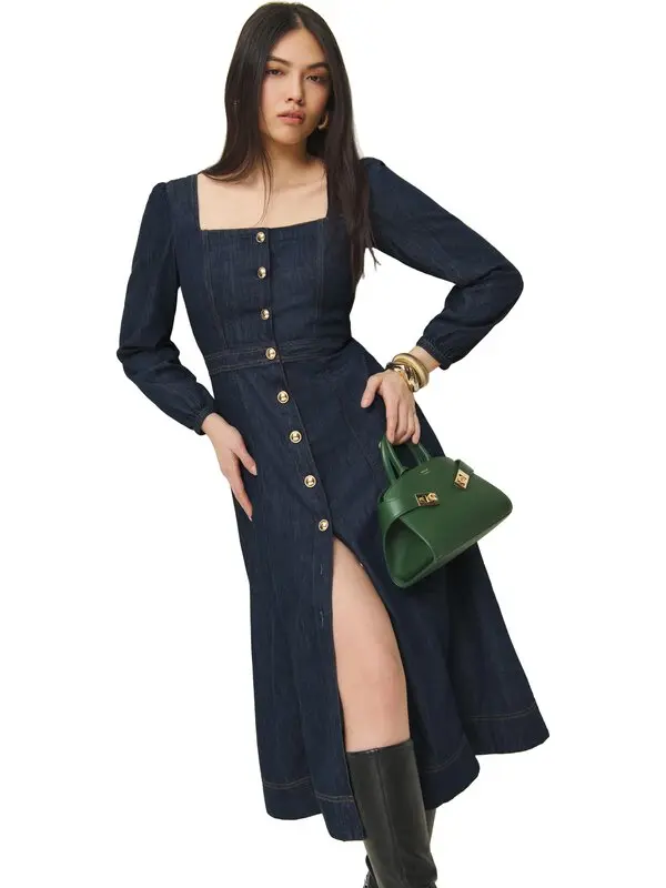 REFORMATION Celeste Denim Midi Dress - Blue