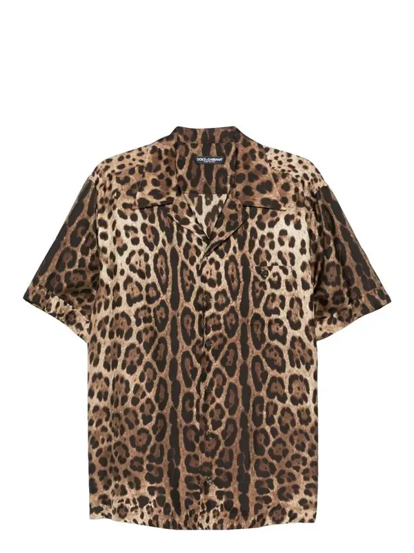 Dolce & Gabbana Leopard-print Silk Shirt - Brown