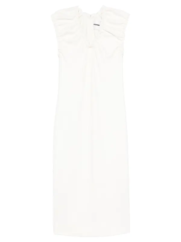 JIL SANDER Gathered Midi Dress - White