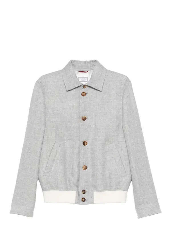 Brunello Cucinelli Mélange-effect Bomber Jacket - Grey