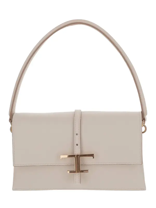 TOD'S Flap T Timeless Leather Mini Bag - White