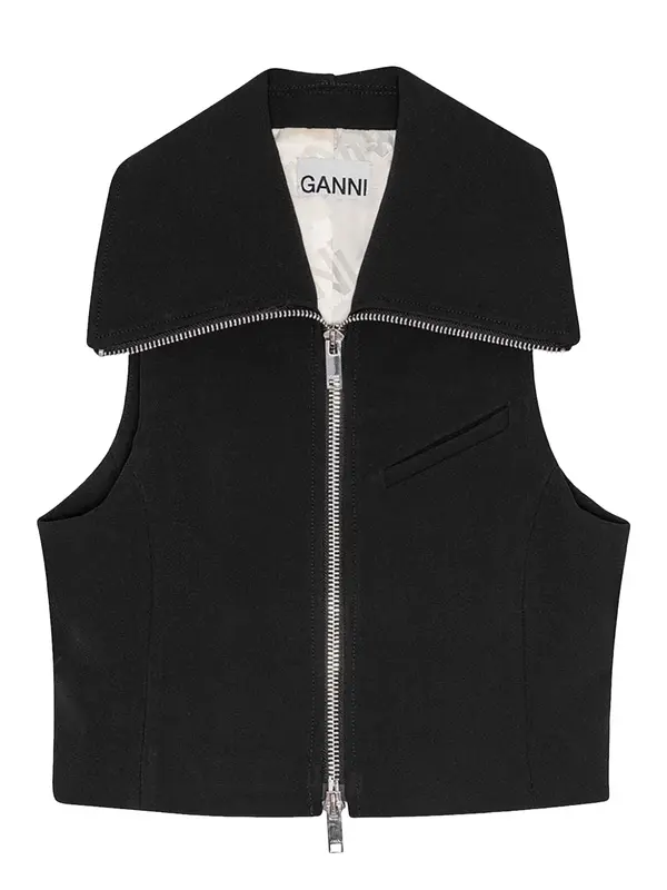GANNI Zipped Vest - Black
