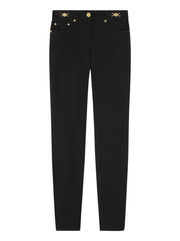 Versace Skinny Jeans With Medusa '95 Hardware - Black