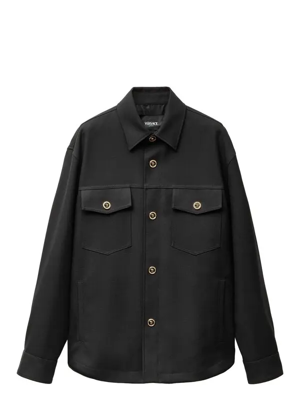 Versace Cavalry Wool Overshirt - Black