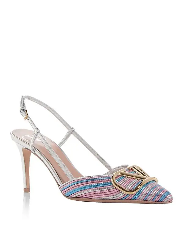 Valentino Garavani Vlogo Slingback Pumps - Silver Multi