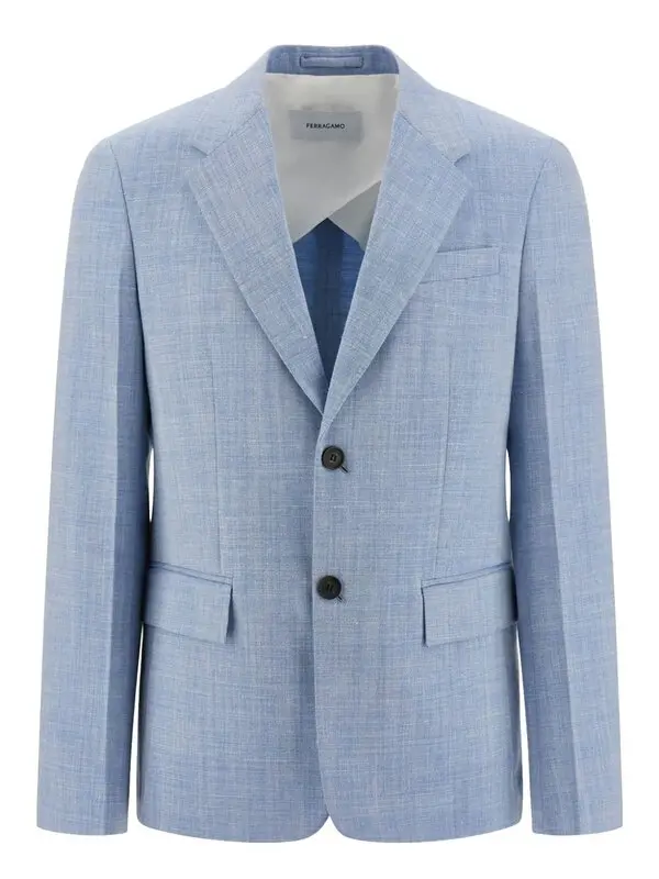 FERRAGAMO Single-breasted Blazer - Blue