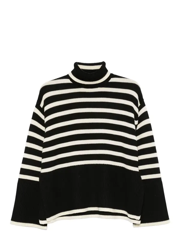 TOTEME Striped Turtleneck Sweater - Black