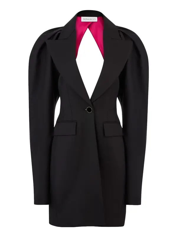 Nina Ricci Halter Cocoon-sleeve Coat - Black
