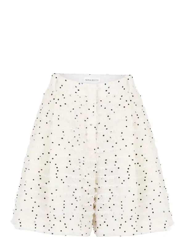 Nina Ricci Pleated Tweed Shorts - White