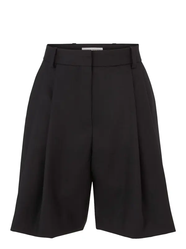 Nina Ricci Pleat-detail Wool Shorts - Black