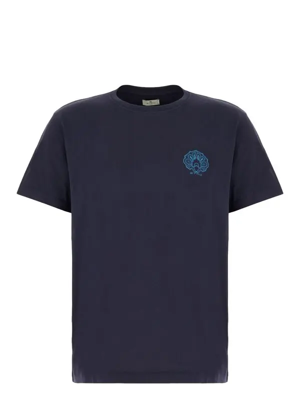 Etro Logo-print Cotton T-shirt - Blue