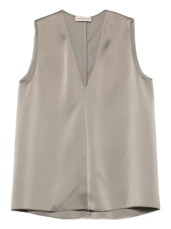 BLANCA VITA Satined Blouse - Grey