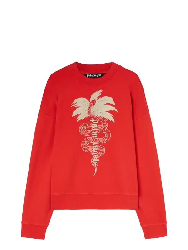 Palm Angels Snake-embroidery Sweatshirt - Red