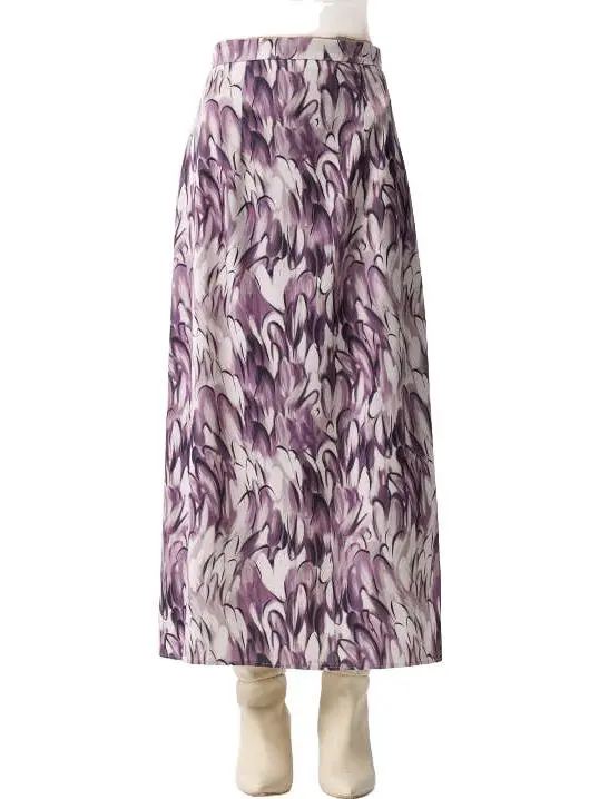 MIZALLE Ellipse Pattern Satin Skirt - Patterned